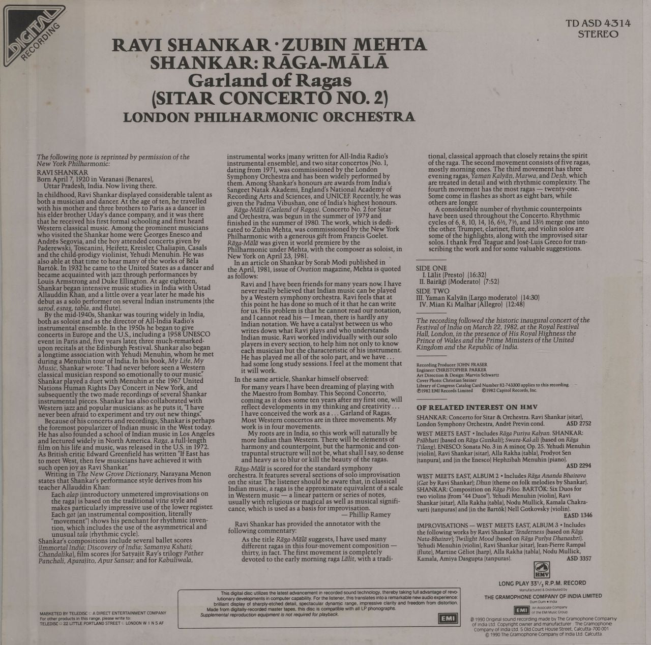 Ravi Shankar Raga Mala (Garland Of Ragas) Indian Vinyl LP — RareVinyl.com