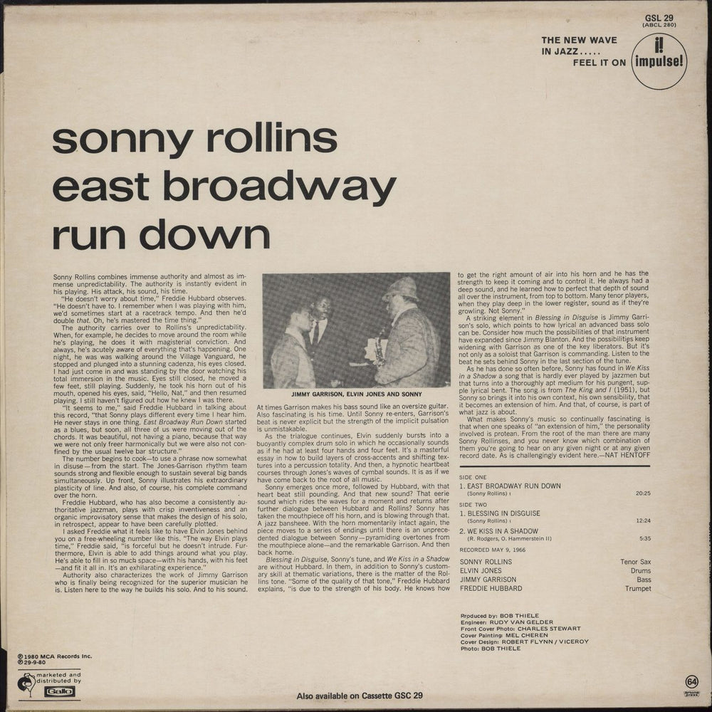 Sonny Rollins East Broadway Run Down South African Vinyl LP — RareVinyl.com
