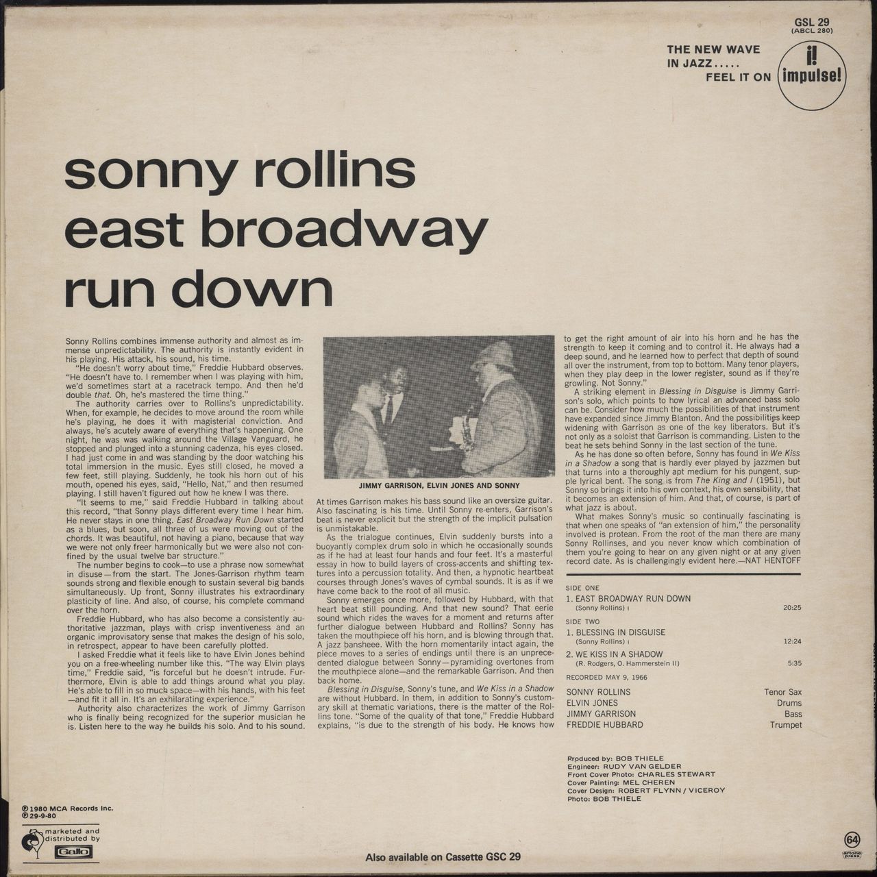 Sonny Rollins East Broadway Run Down South African Vinyl LP — RareVinyl.com