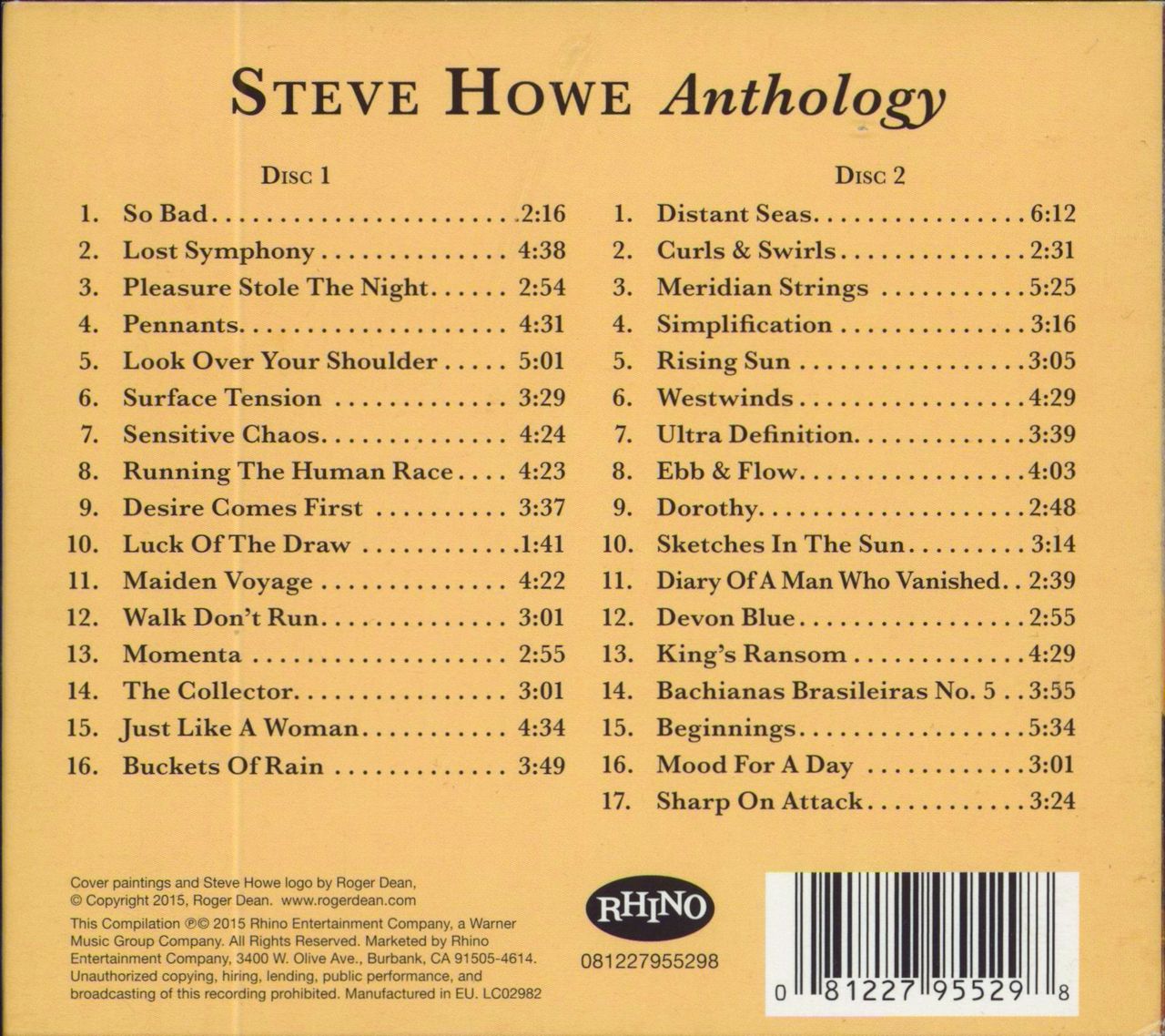 Steve Howe Anthology (A Solo Career Retrospective) UK 2-CD album set — RareVinyl.com