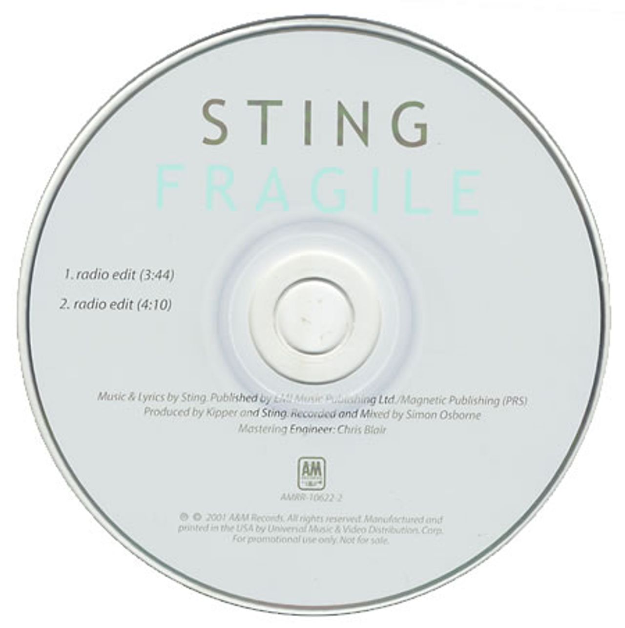 Sting Fragile US Promo CD single — RareVinyl.com
