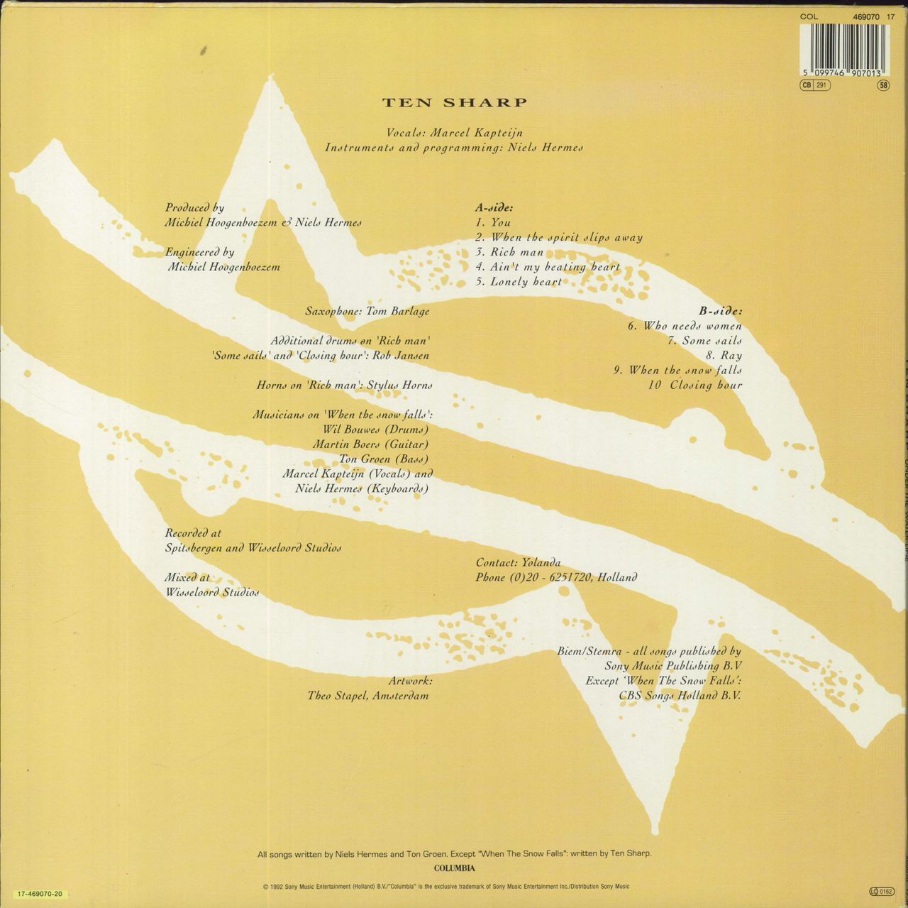 Ten Sharp Under The Water-Line Dutch Vinyl LP — RareVinyl.com