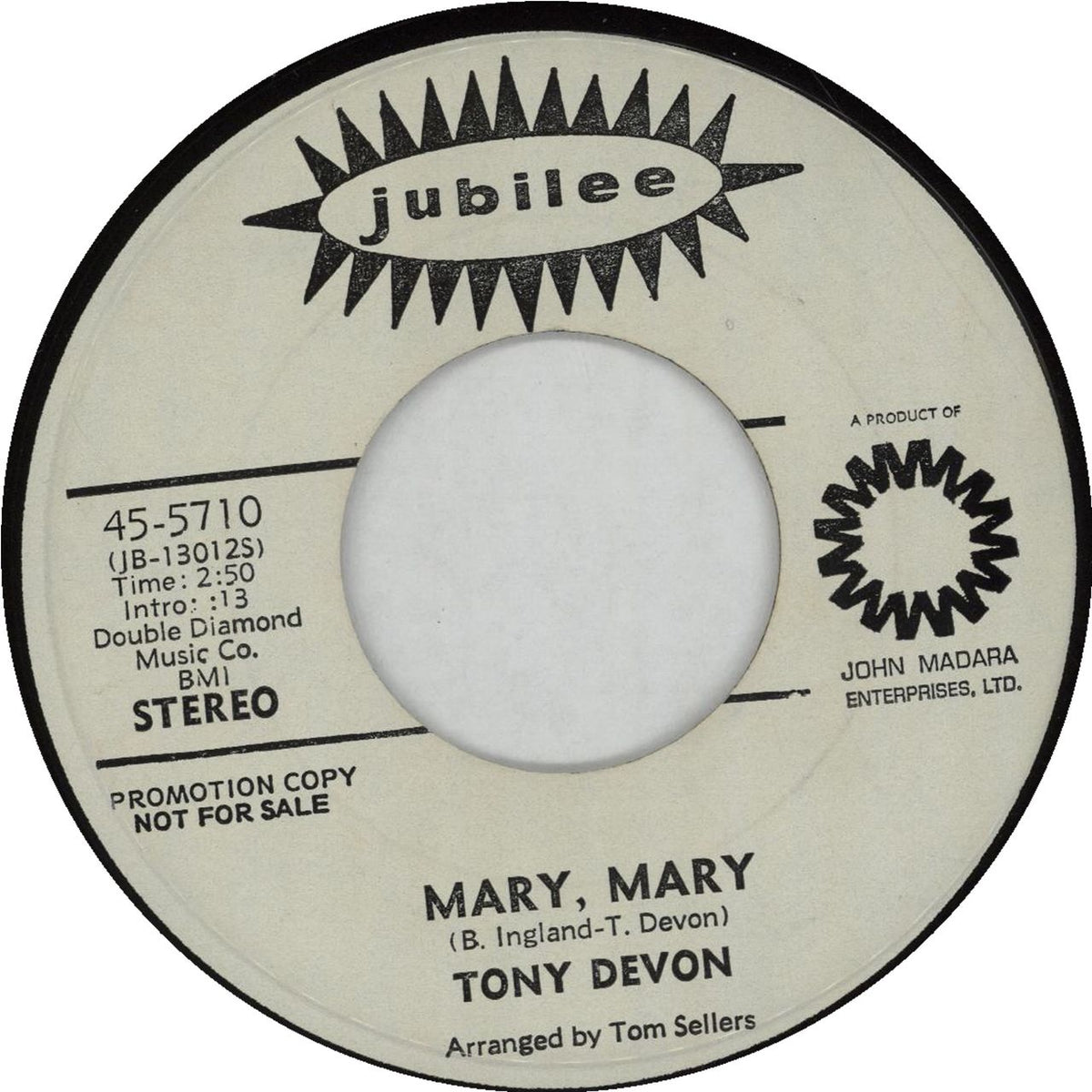 Tony Devon Mary, Mary US Promo 7" vinyl — RareVinyl.com