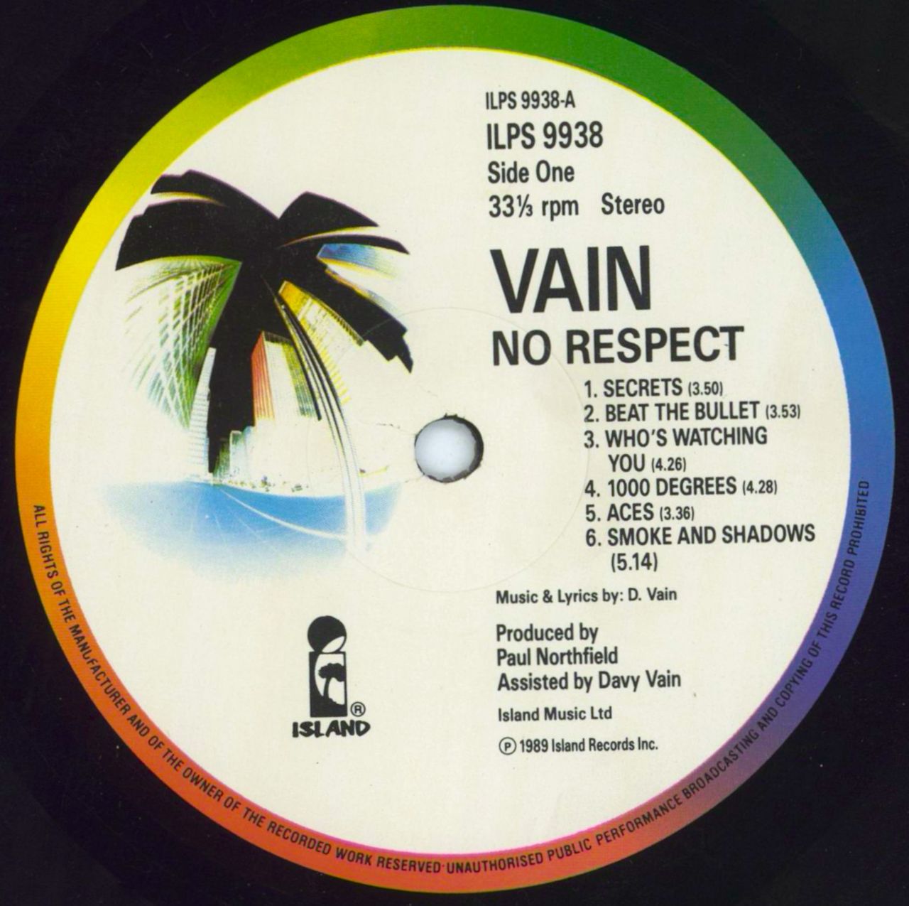 Vain No Respect UK Vinyl LP — RareVinyl.com