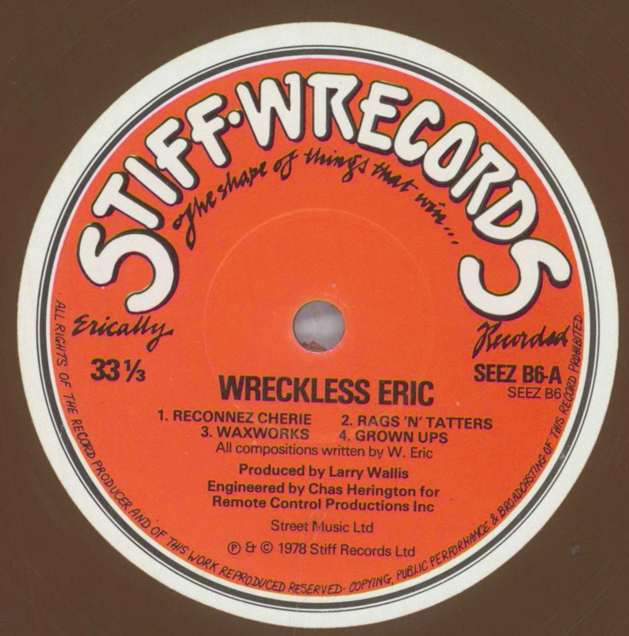 Wreckless Eric Wreckless Eric - Brown Vinyl - Stickered Shrink UK 10 ...