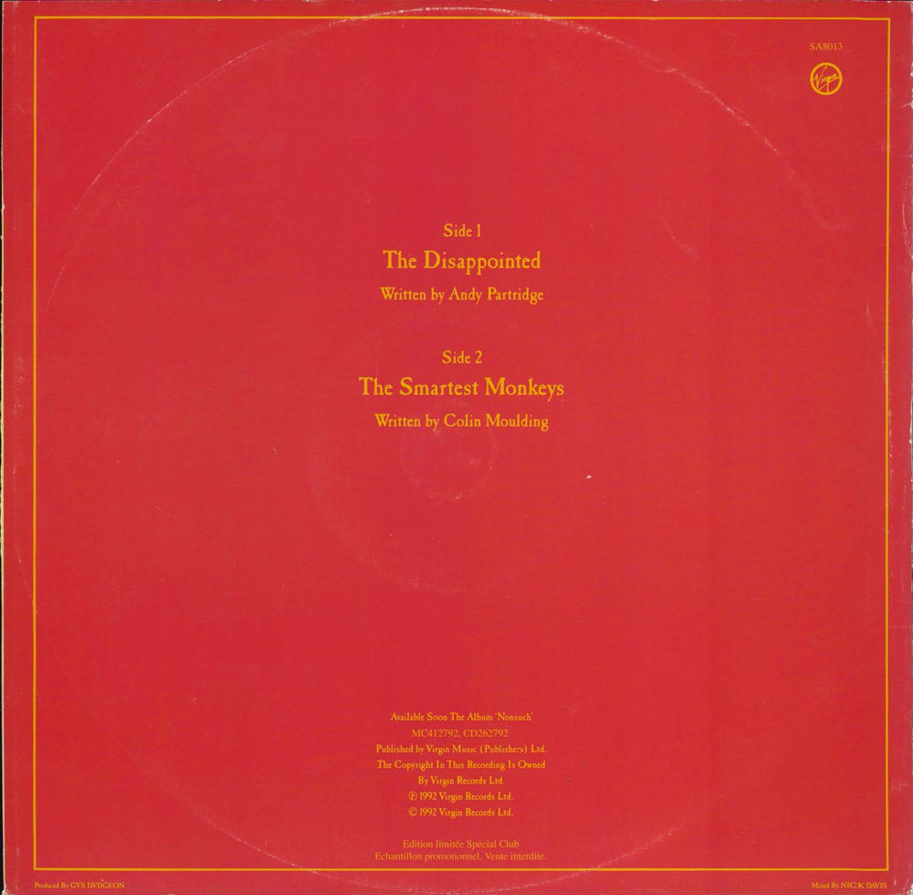 XTC The Disappointed French Promo 12" vinyl — RareVinyl.com